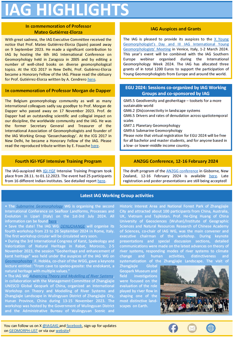 PUBLICATIONS – IAG – International Association of Geomorphologists